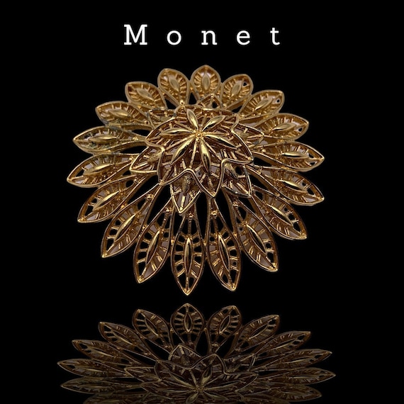 1970s rare MONET brooch-highly domed open floral desi… - Gem