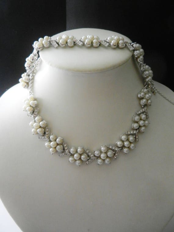 Rare Vintage Early ORA Signed Pearl and Rhinestones d… - Gem
