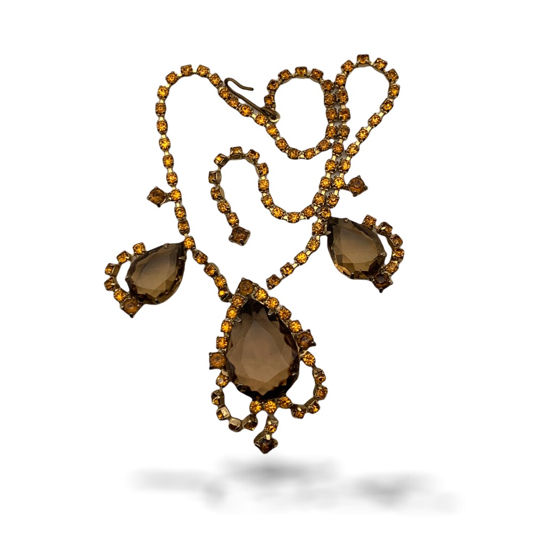 Juliana Style Topaz Unfoiled Drop and Dazzling Amber Chatons Necklace ...