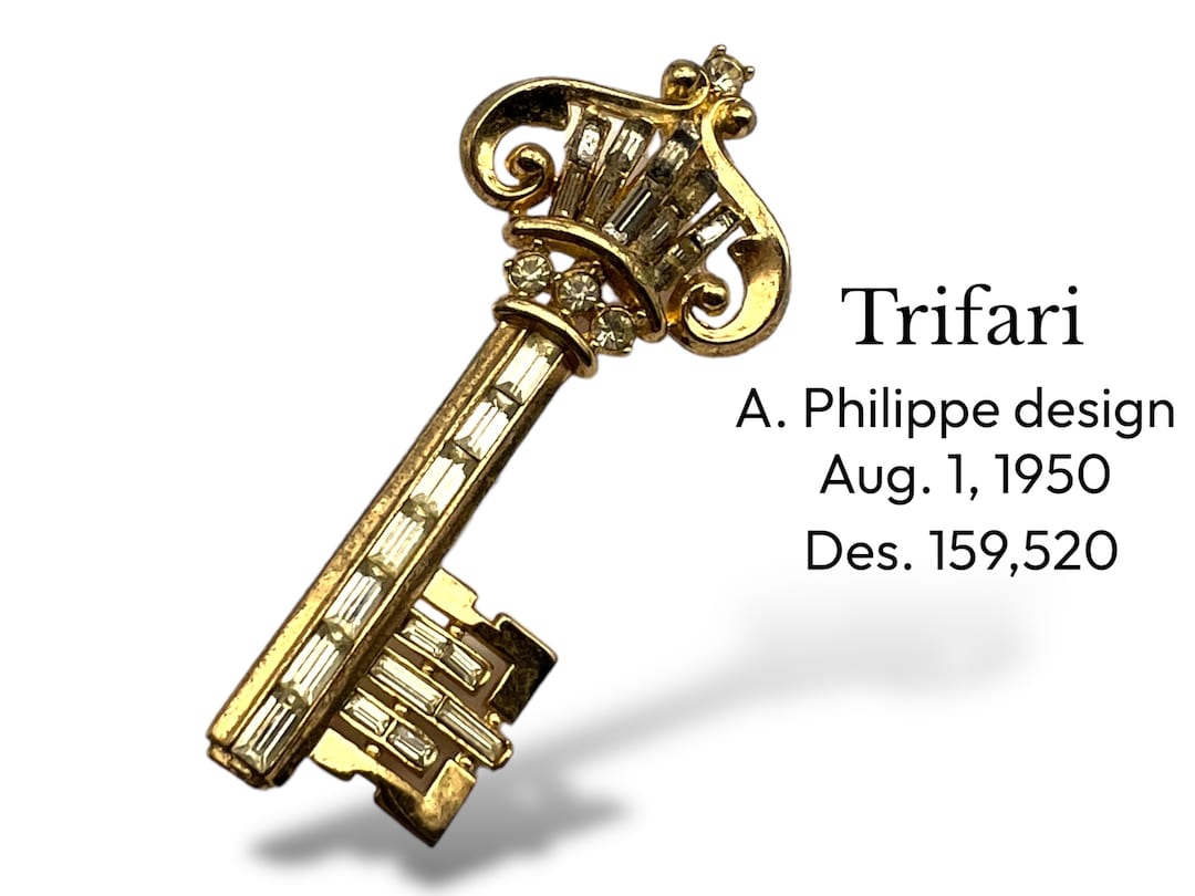Trifari Alfred Philippe Royal Key Vintage Figural Brooch-gold and ...