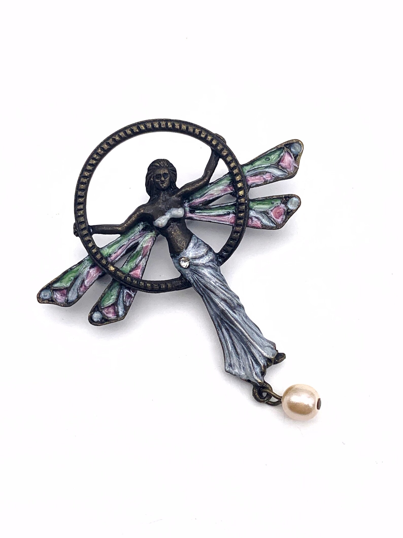 Art Nouveau Inspired Mucha Lady Pin, the Butterflies Lady in Pastel ...