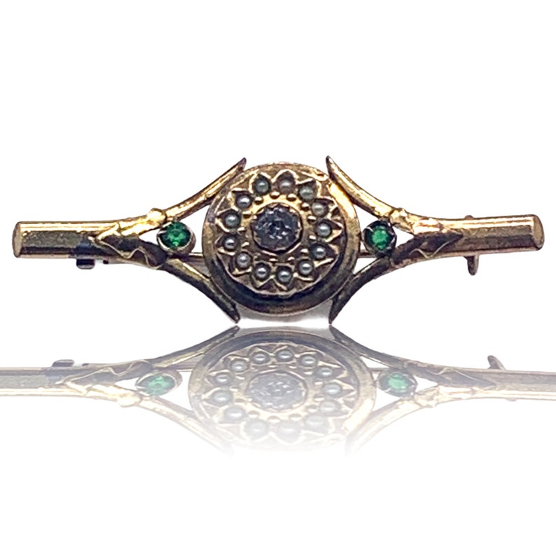 Adorable Antique Victorian Bar Brooch With Seed Pearls and Crystals ...