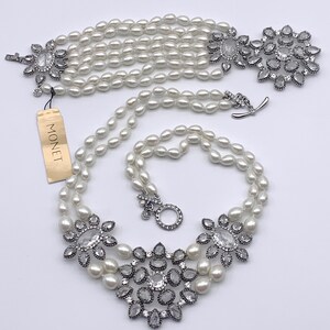 MONET Faux Pearl & Crystal Bridal Wedding Statement Jewelry Set ...