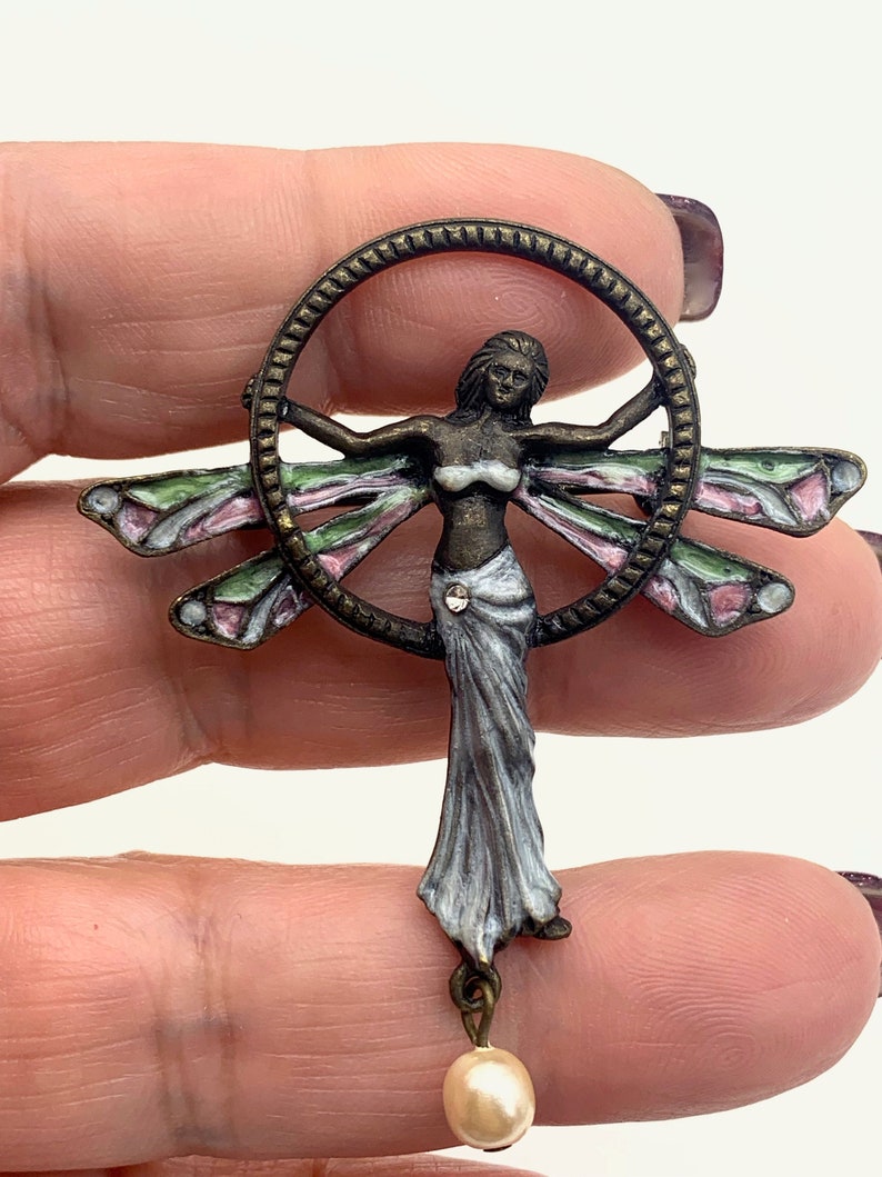 Art Nouveau Inspired Mucha Lady Pin, the Butterflies Lady in Pastel ...