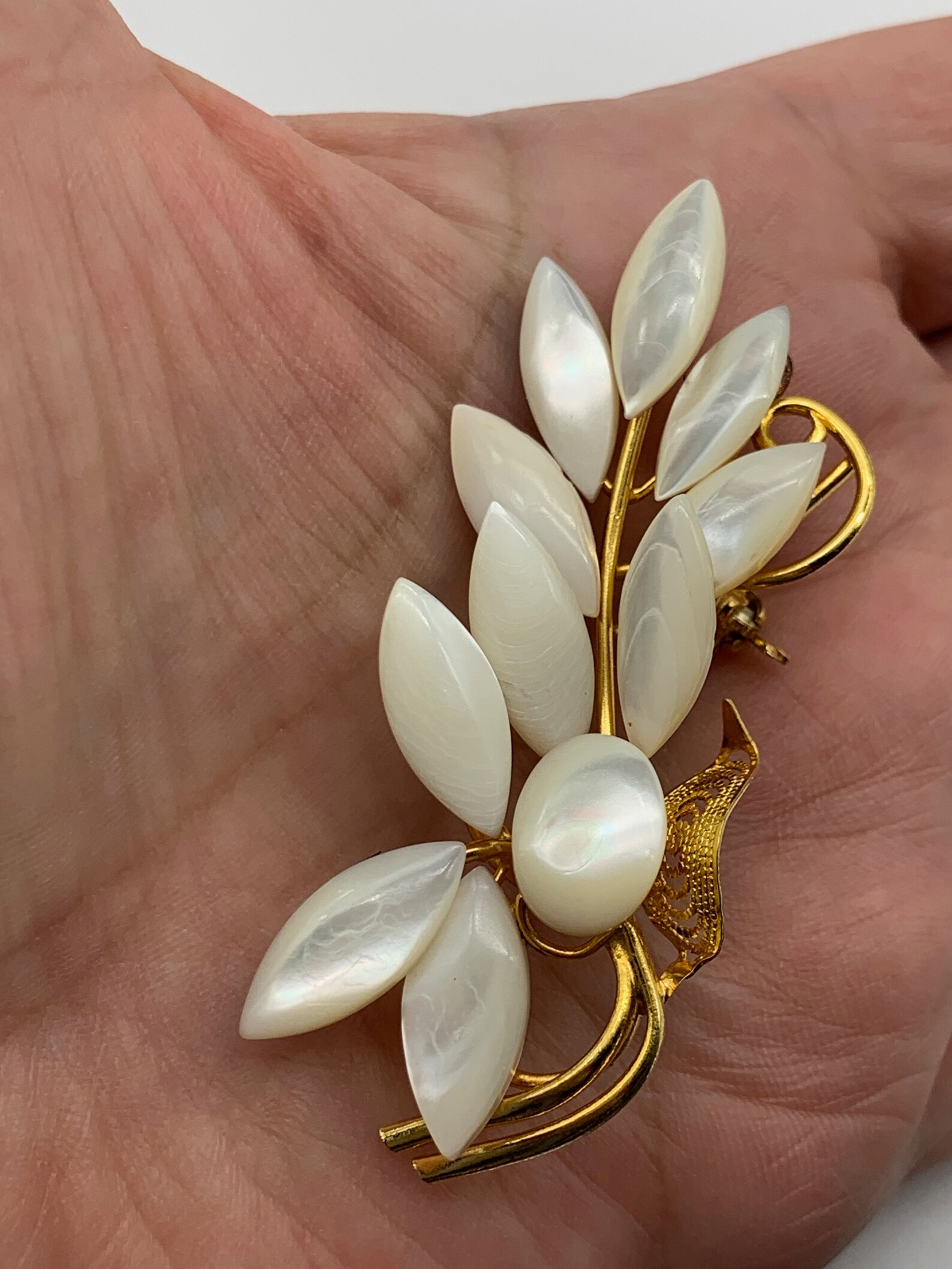 Elegant Branch of Leaves Brooch With Lovely Genuine Mother of - Etsy