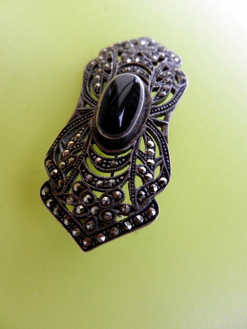 Amazing antique Italian brooch real marcasite and | Etsy