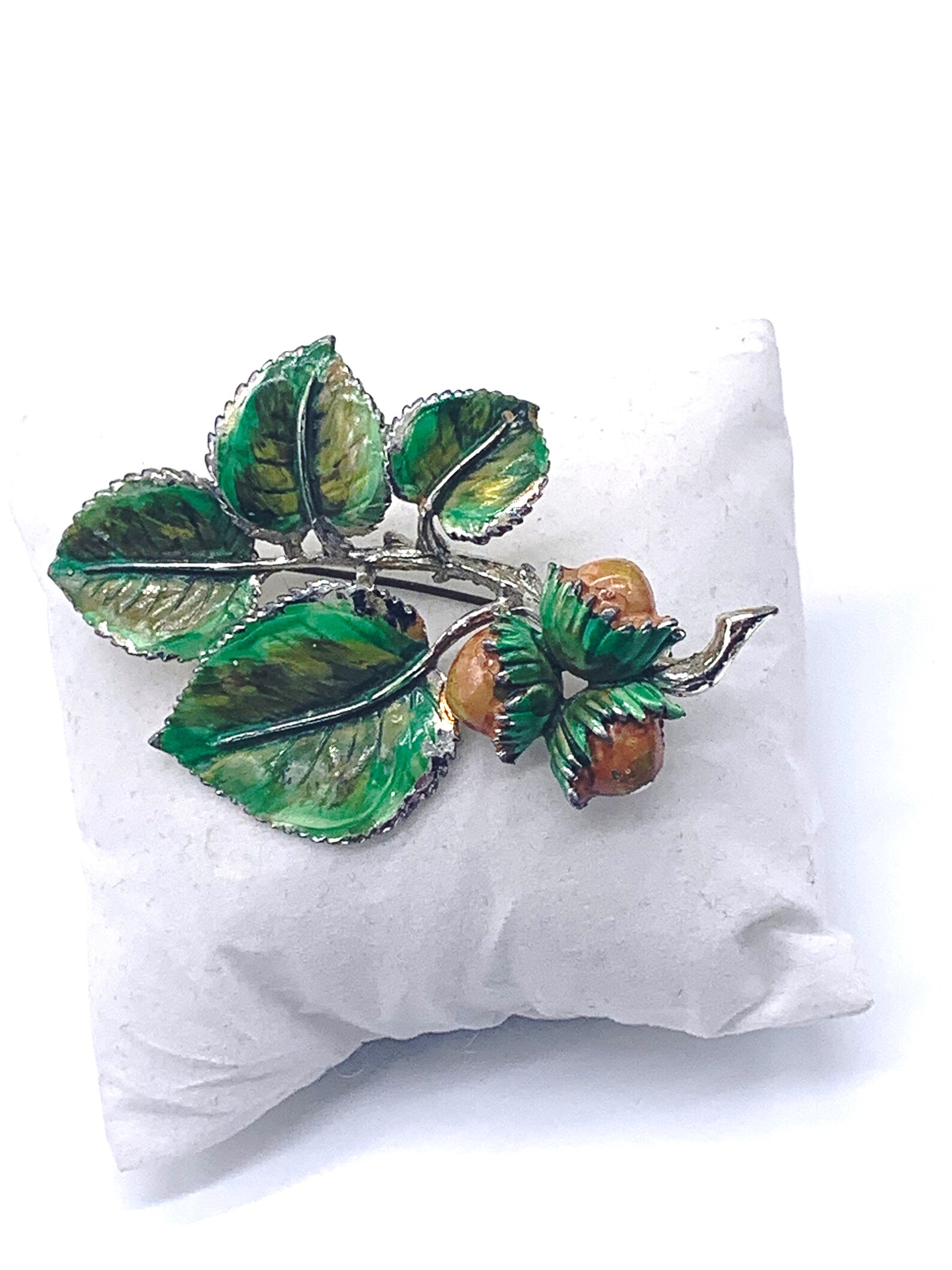 Vintage EXQUISITE Tree Series Enamel Hazel Leaf Brooch Brooch | Etsy