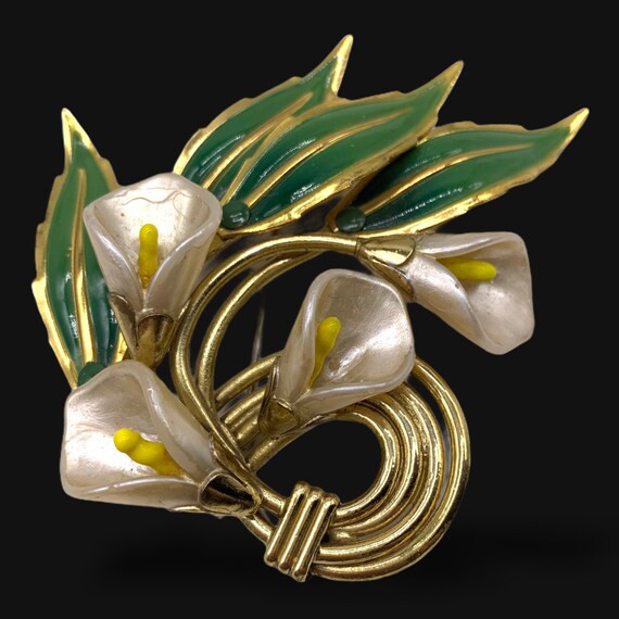 RARE Glass Enameled Calla Lily Flower 1940s Dimension… - Gem