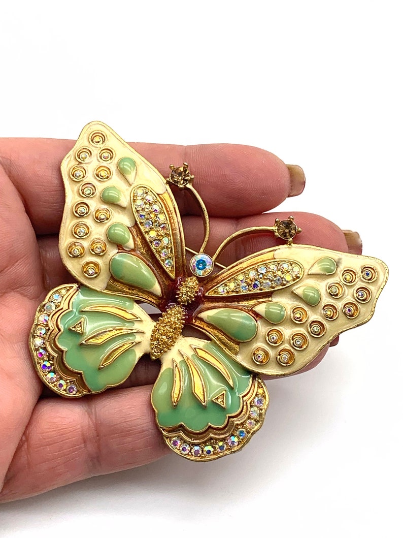 Vintage Kenneth Jay Lane Butterfly Brooch Huge Dimensional - Etsy