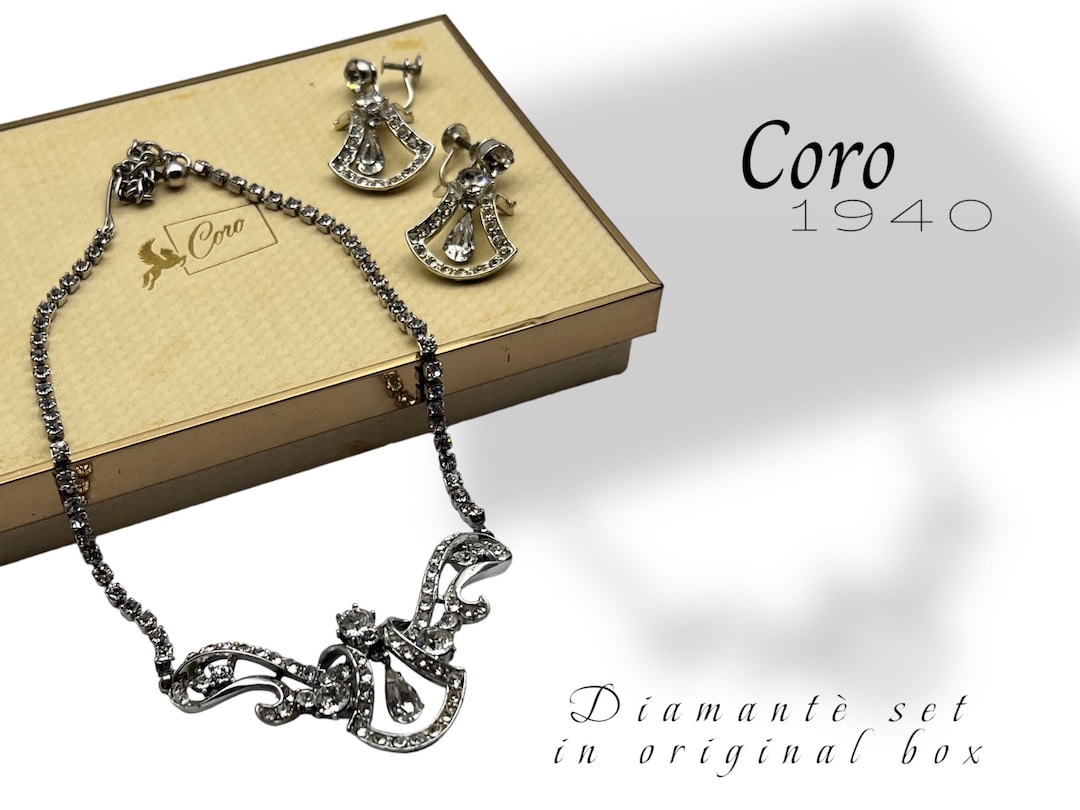 Art Deco-inspired CORO JEWELRY Set, in Original Coro Box - Necklace ...