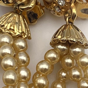 Stunning Design Simulated Pearls Earrings and Clear Rhinestones 2 Long ...