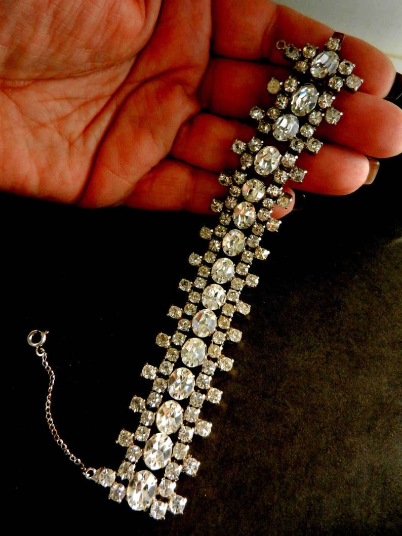 Stunning Art Deco Weiss rhinestone bracelet 1950s high-end | Etsy