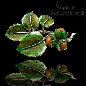 Vintage EXQUISITE Tree Series Enamel Hazel Leaf Brooch Brooch ...