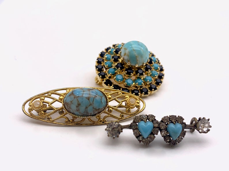 Small Collection Antique Turquoise Brooches - Ancient European Brooches ...
