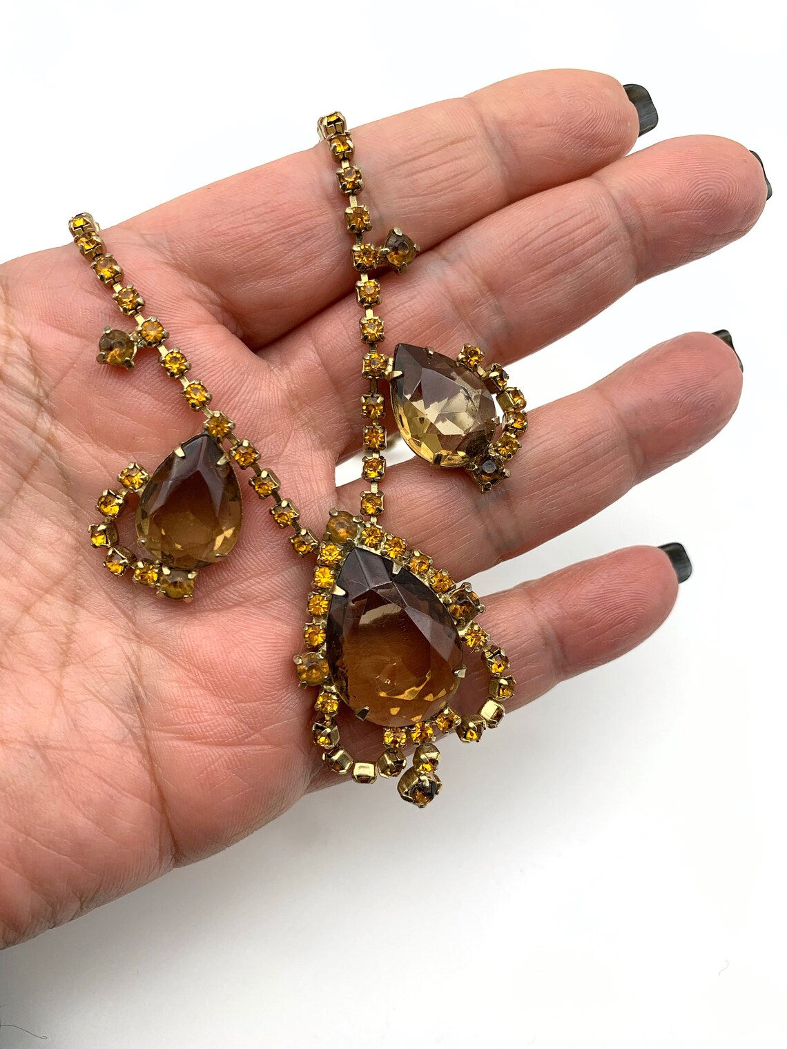 Juliana Style Topaz Unfoiled Drop and Dazzling Amber Chatons - Etsy