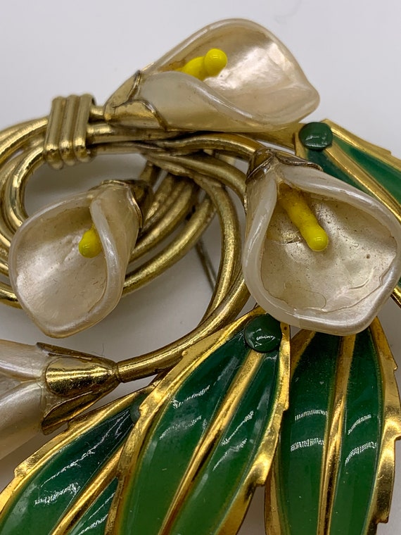 RARE Glass Enameled Calla Lily Flower 1940s Dimension… - Gem