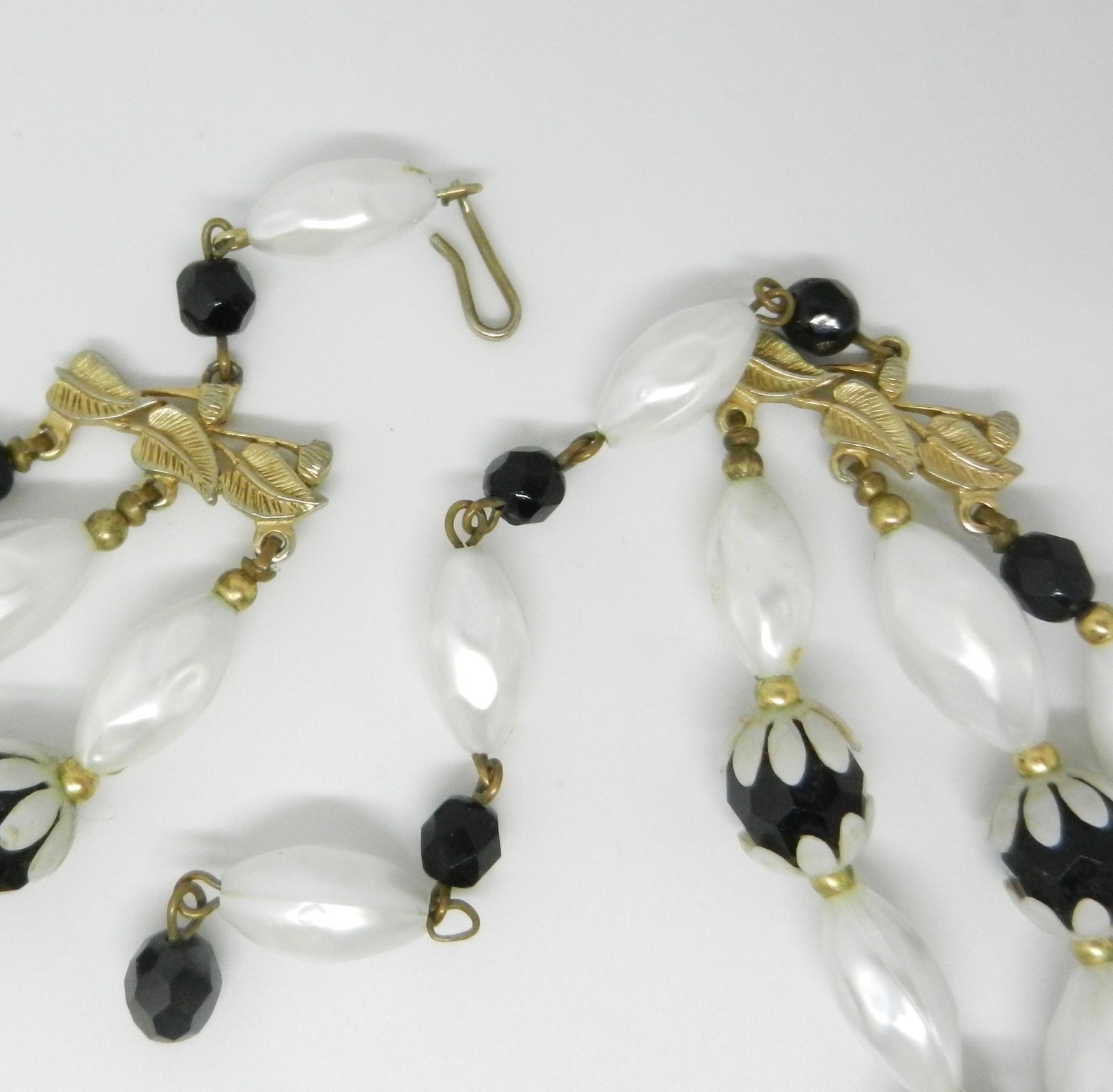 Super Attractive Black & White Cascade Necklace Multi Strands - Etsy