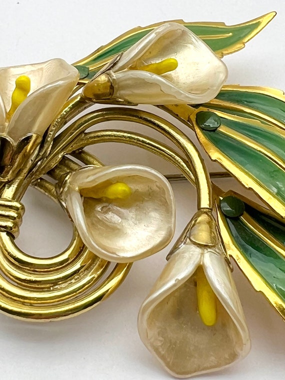 RARE Glass Enameled Calla Lily Flower 1940s Dimension… - Gem