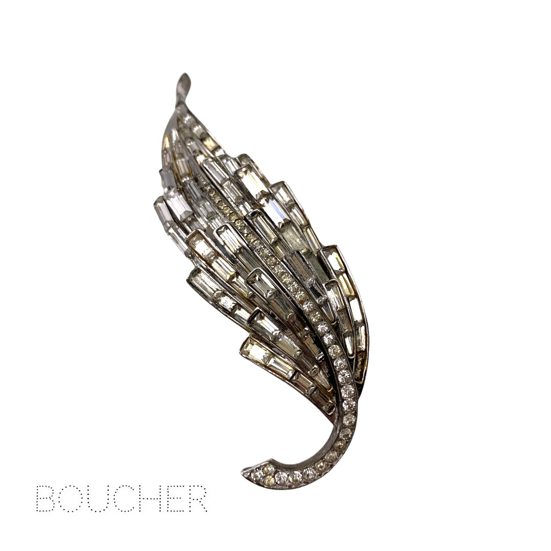Rare Diamante Boucher Brooch - Gorgeous Marcel Boucher Leaf Jewelry ...