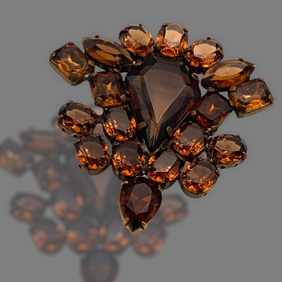 Super sparkling CZECH Vtg Vibrant dark topaz color Gl… - Gem