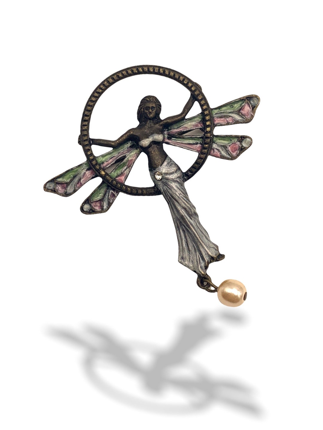Art Nouveau Inspired Mucha Lady Pin, the Butterflies Lady in Pastel ...