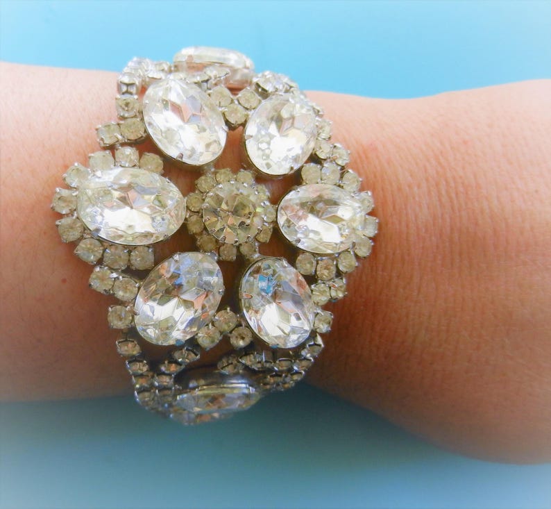 Showy and Bold Dominique by Dominic Detoro Diamante Bracelet - Etsy