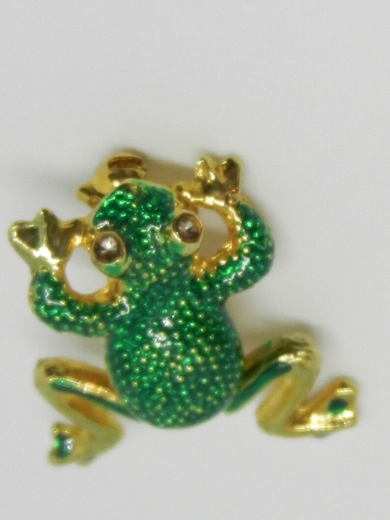 Adorable Green Enamel Frog Pin Brooch Has Moveable Bottom - Etsy India