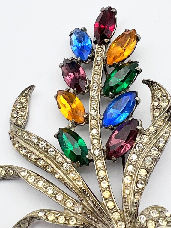Vintage BIG Flower Spray Brooch / Pin Hyacinth, Pave … - Gem