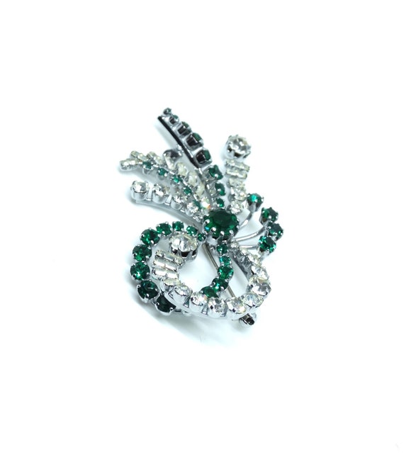 Alluring Art Deco sparkling diamante and emerald rhi… - Gem