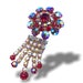 Vintage 1960's Rhinestone Dangle Brooch With Siam Red/red Cherry/ab ...