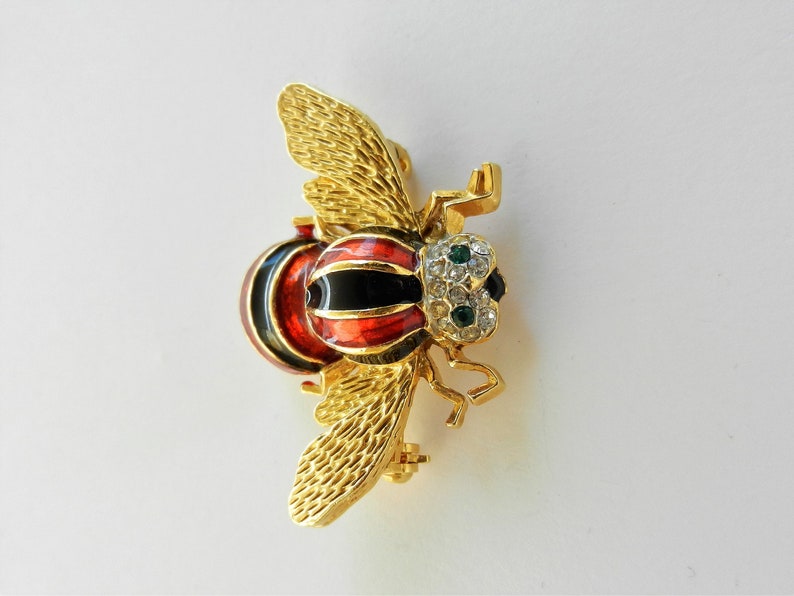 Lovely figural Fly/Moth/Bee/Insect brooch with shiny Black and | Etsy