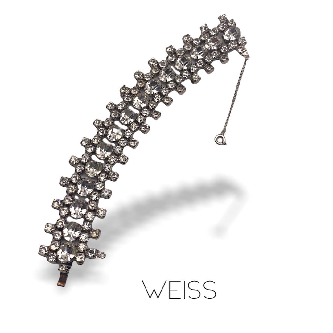 Stunning Art Deco Weiss Rhinestone Bracelet 1950s High-end Collectible ...
