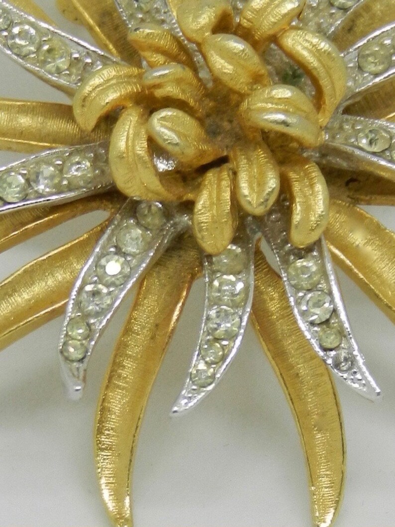 Sensuous CORO 2 Tone Chrysanthemum Flower Rhinestones Brooch - Etsy