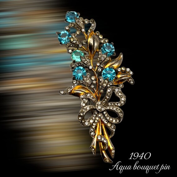 1940s huge beauty High End Flower Floral Bouquet Bro… - Gem