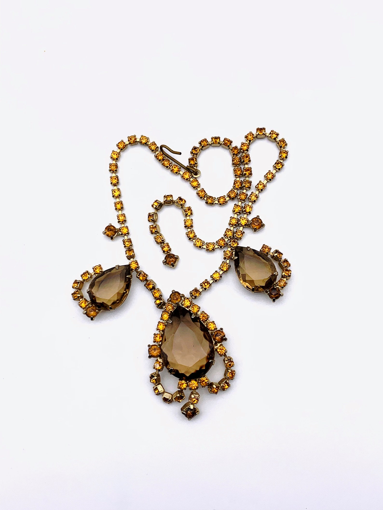 Juliana Style Topaz Unfoiled Drop and Dazzling Amber Chatons Necklace ...