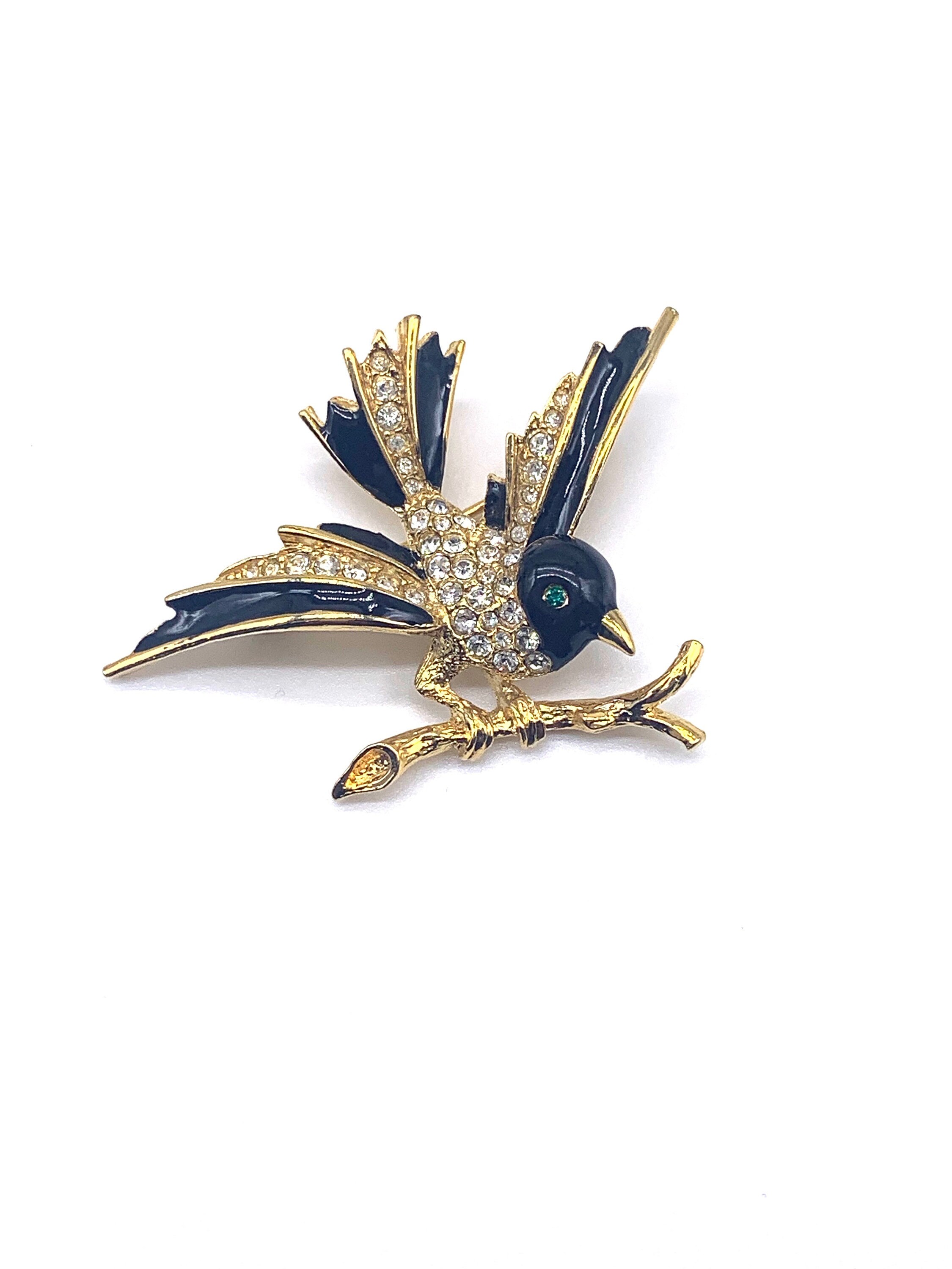 Sphinx Enamel Bird Pin Sparrow / Swallow Brooch Vintage | Etsy