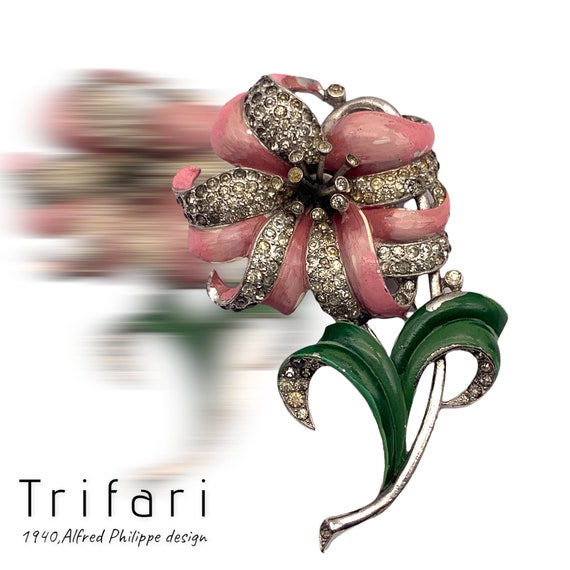 Trifari highly collectible large pink flower dress/fu… - Gem