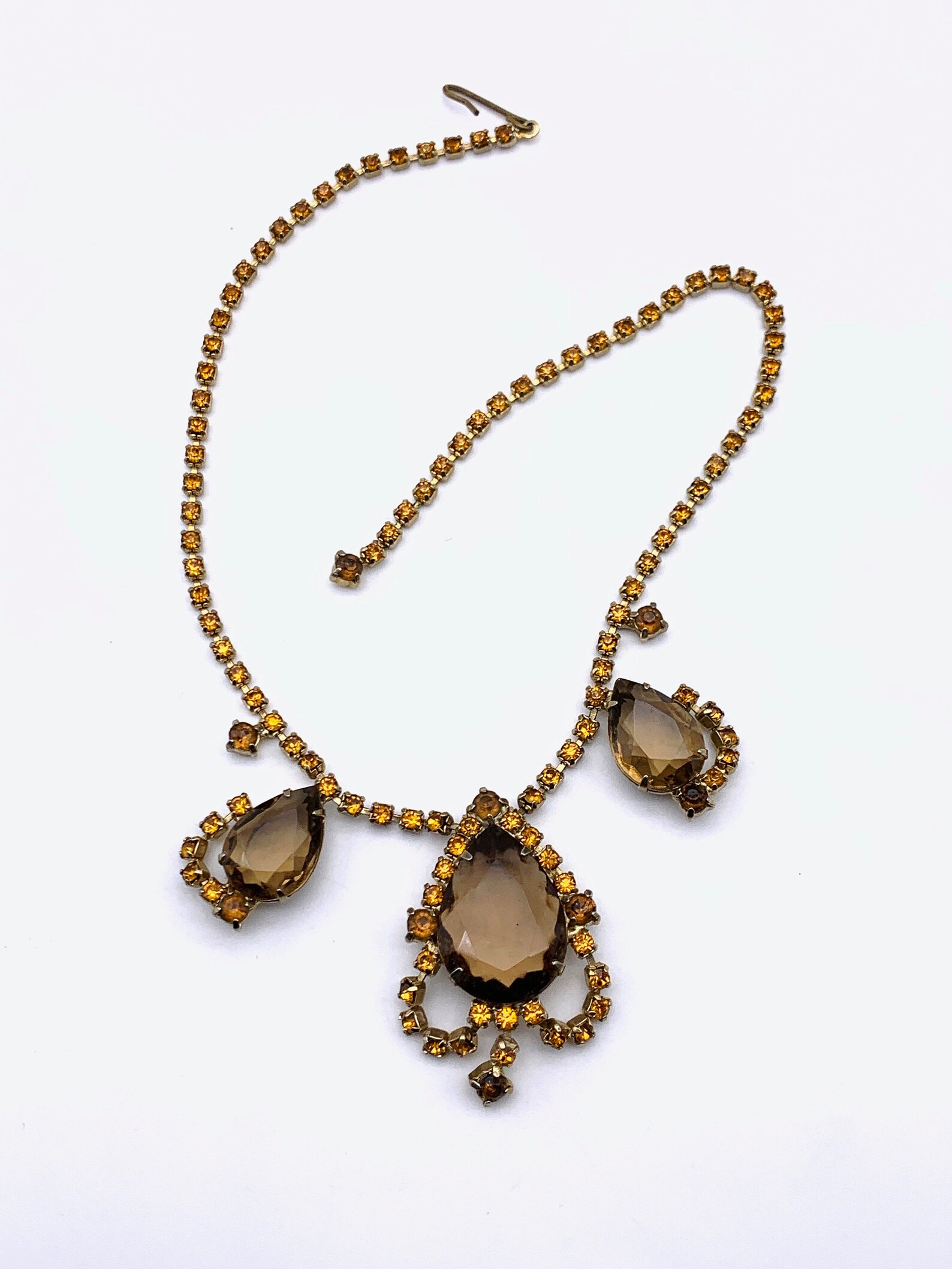 Juliana Style Topaz Unfoiled Drop and Dazzling Amber Chatons Necklace ...
