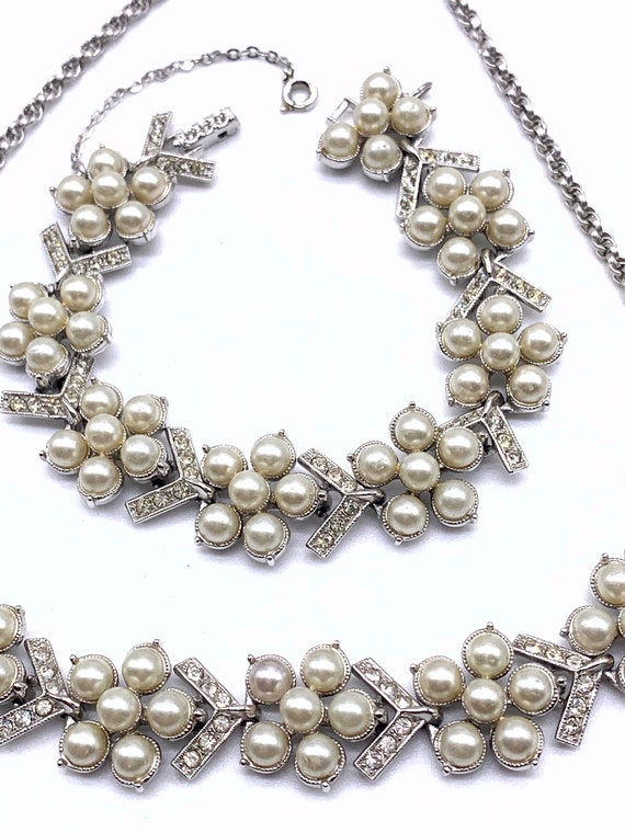 Rare Vintage Early ORA Signed Pearl and Rhinestones d… - Gem