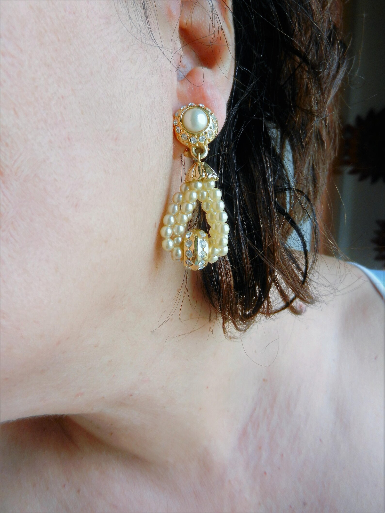 Stunning Design Simulated Pearls Earrings and Clear - Etsy