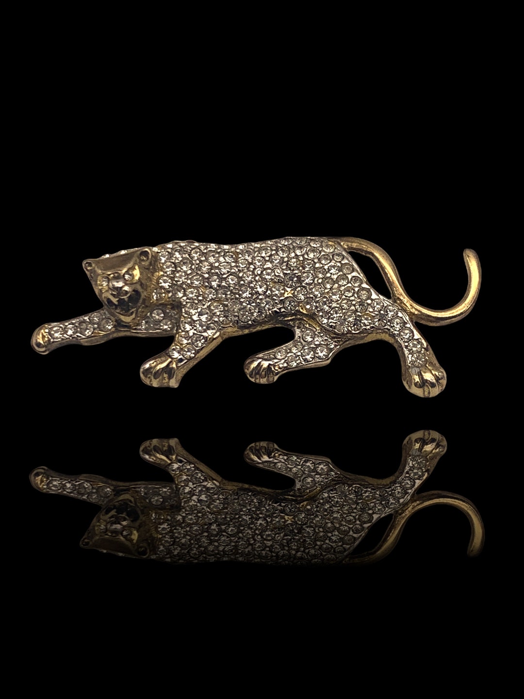 Stunning Crystals Panther Pin - High-end Quality Figural Feline Pin in ...