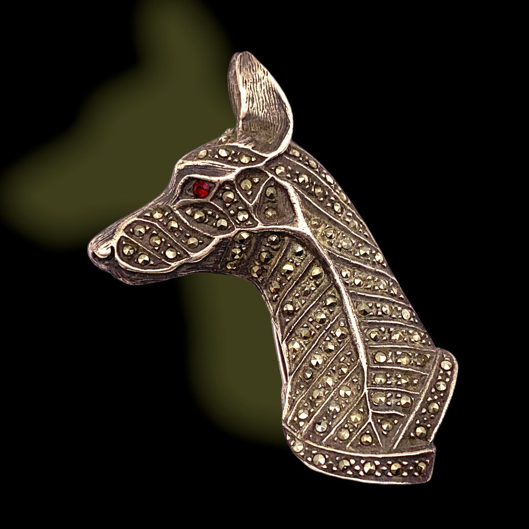 Vintage 925 Silver Figural Head Dog Brooch Great Danes Jewels ...