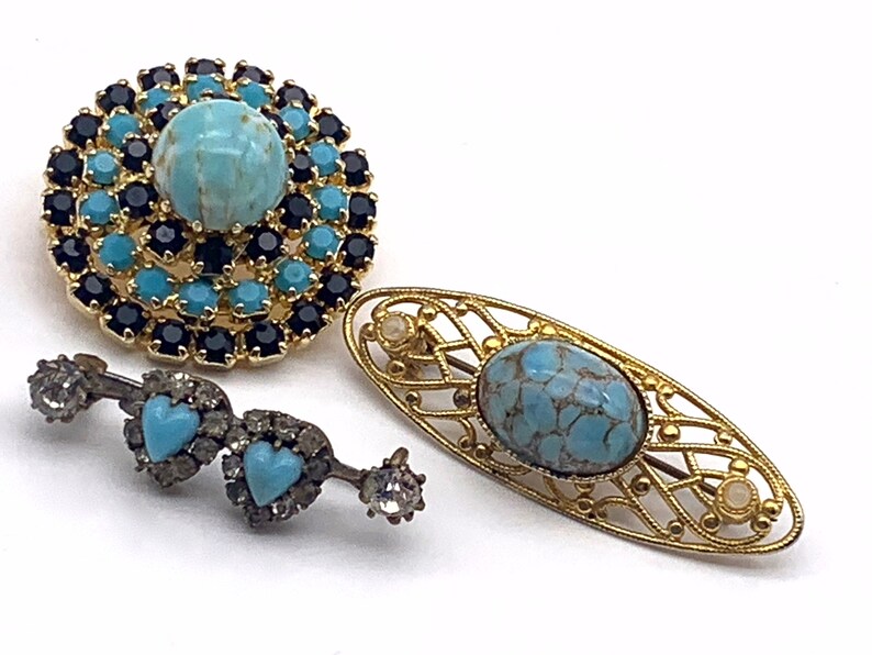 Small Collection Antique Turquoise Brooches Ancient European - Etsy