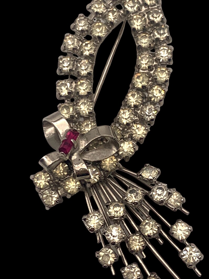 Alluring Art Deco Sparkling Rhinestone and Red Ruby Baguette - Etsy