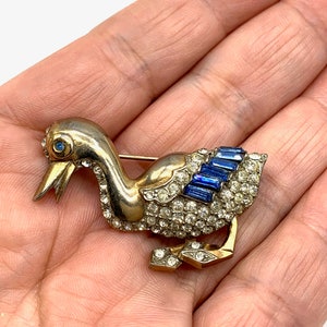 Walking Duck Pin Brooch - 1940s Amazing Jeweled Figural Duck Brooch ...