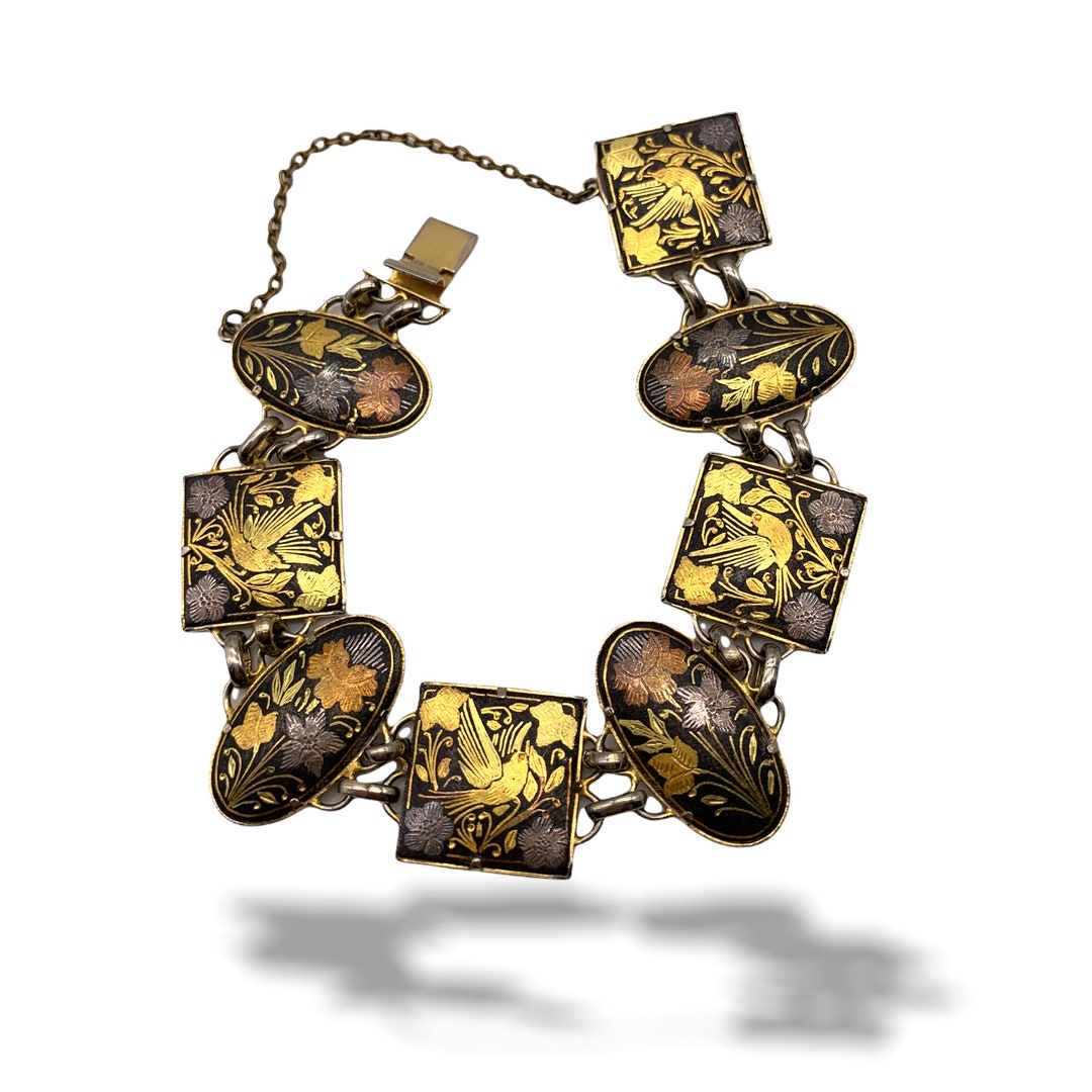 Vintage 1950 - DAMASCENE Toledo Bird & Flower BRACELET - Exquisite ...