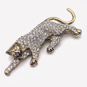 Stunning Crystals Panther Pin - High-end Quality Figural Feline Pin in ...