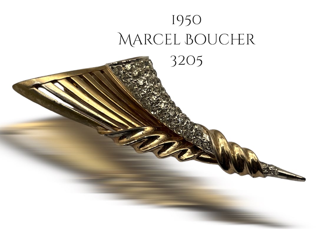 RARE Marcel Boucher Brooch - Gorgeous Boucher Gold and Silver W/clear ...