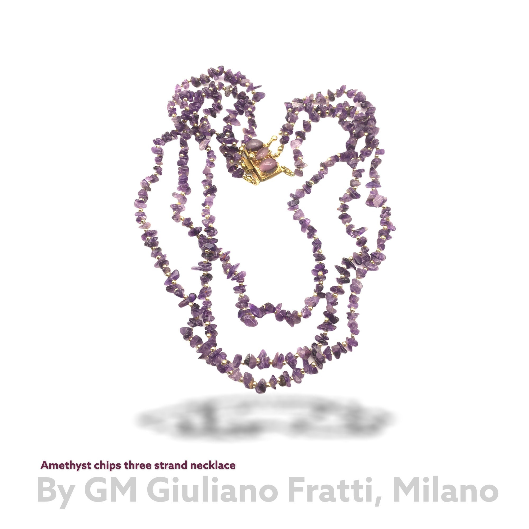 GM Giuliano Fratti Signed Amethyst ( Natural ) Chips Beads GM Signed 3 ...