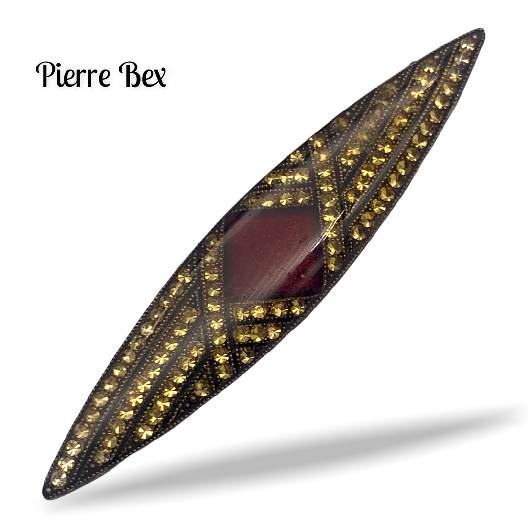 Alluring PIERRE BEX Book Pieces Art DECO Revival Enamel Brooch ...